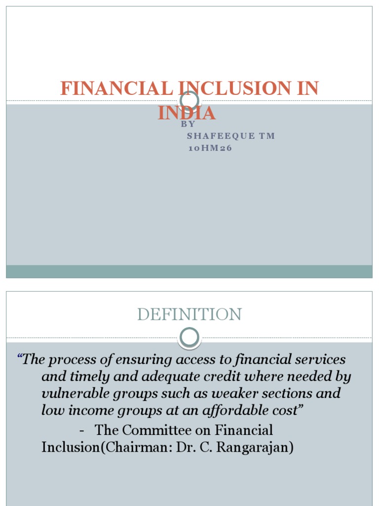 Financial Inclusion in India: Overview and Initiatives | PDF ...