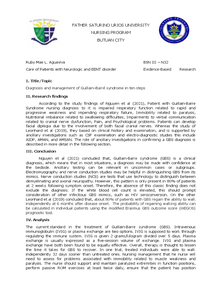 Father Saturino Urios University Nursing Program Butuan City | PDF ...