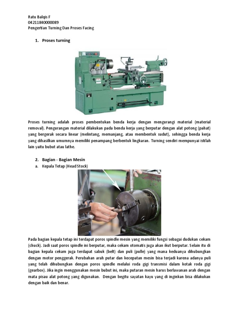 Proses Turning dan Facing pada Mesin Bubut | PDF