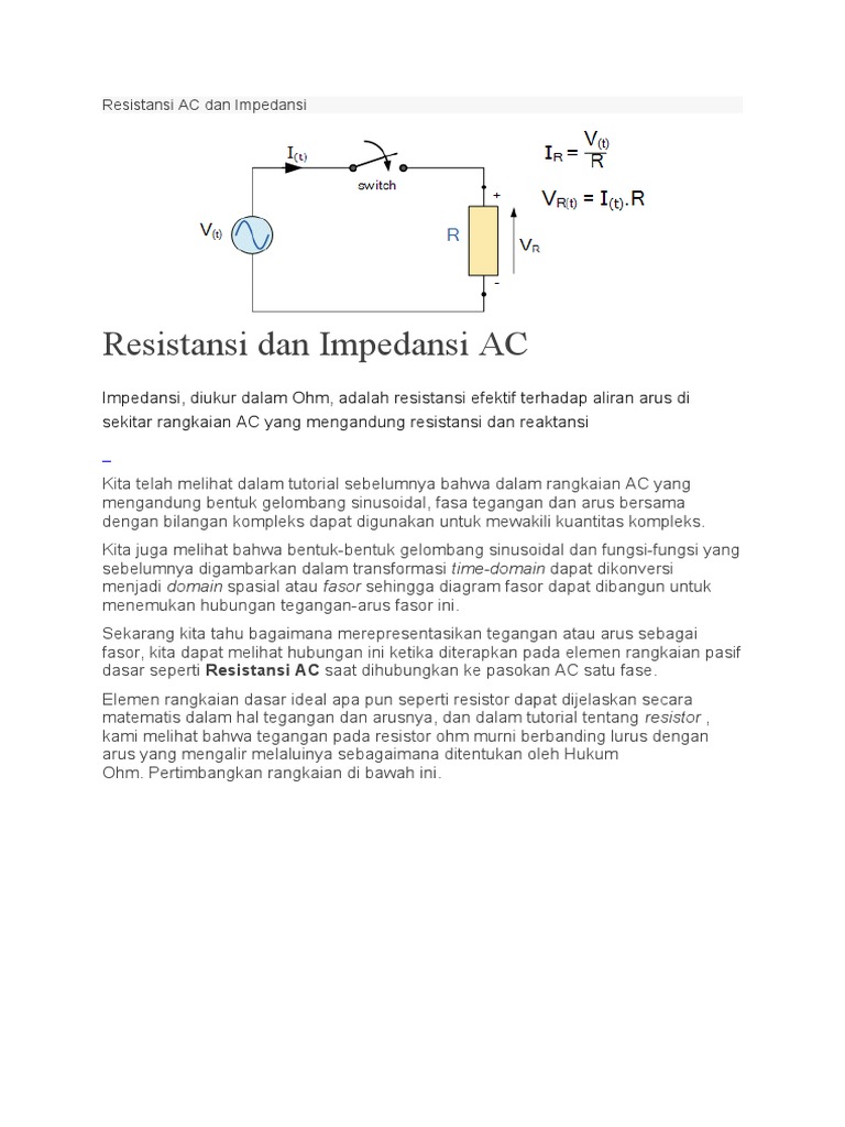 Perbedaan Resistansi dan Impedansi AC | PDF