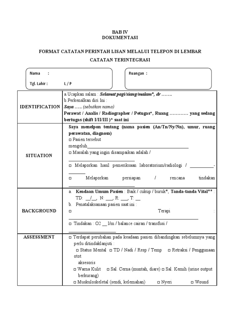 Format SBAR DALAM CPPT | PDF