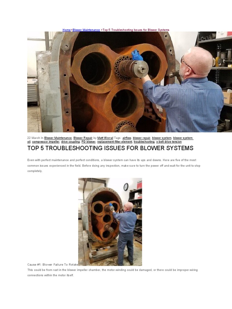 Top 5 Troubleshooting Issues For Blower Systems | PDF | Belt ...