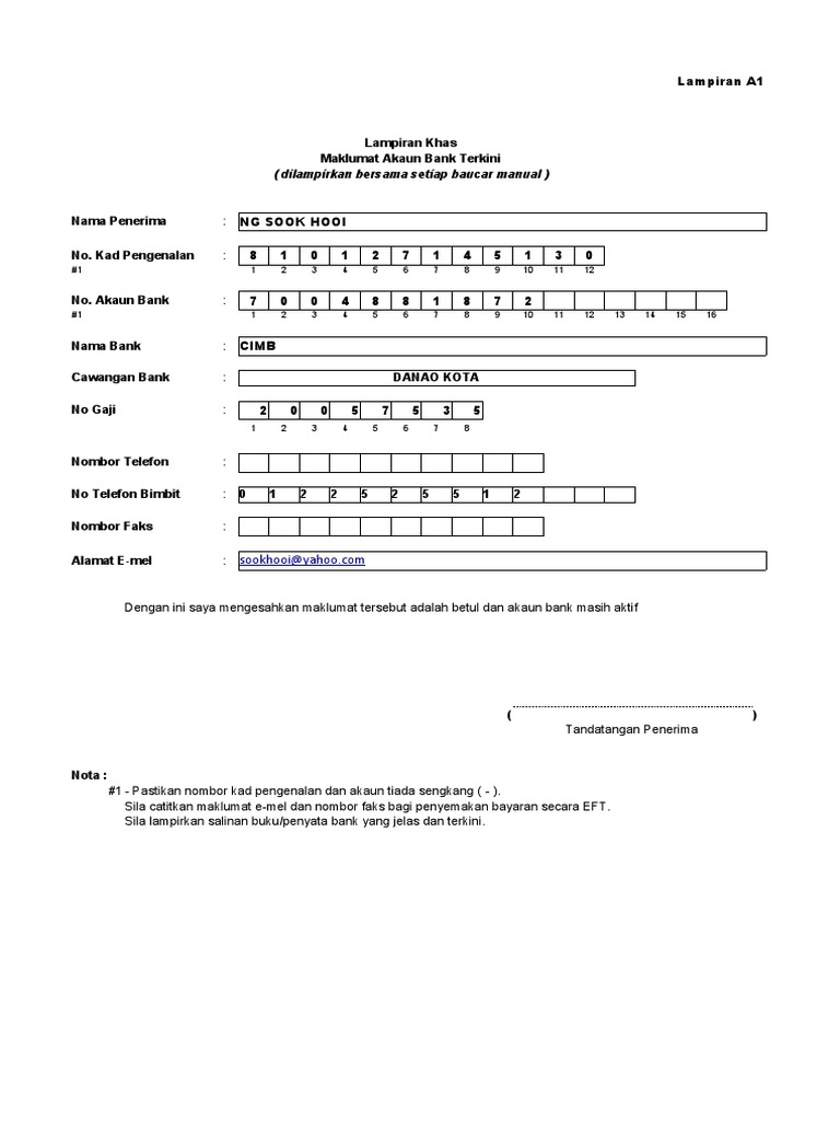 Borang Lampiran A1 NG Sook Hooi | PDF
