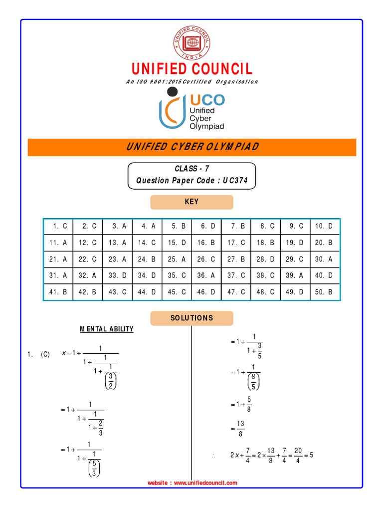 CL - 7 - UCO-2021-Paper-374 Key | PDF
