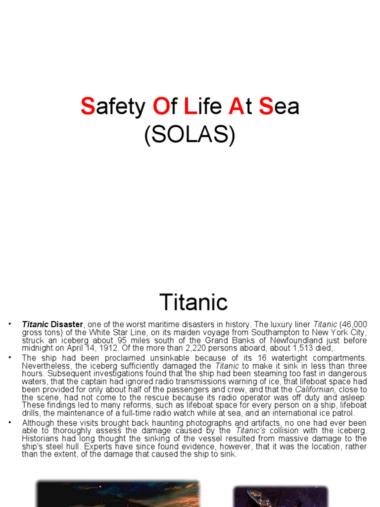 S O L A S: Afety F Ife T Ea (Solas) | Download Free PDF | Dangerous ...