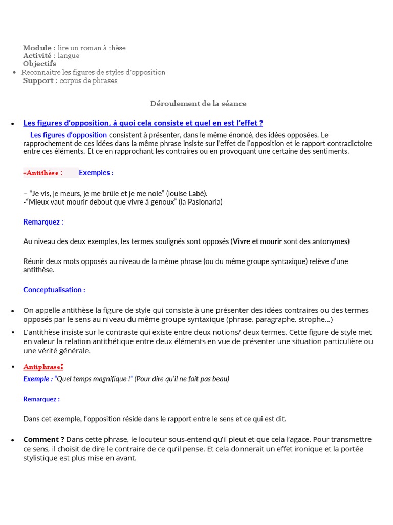 Figures de style d'opposition expliquées | PDF