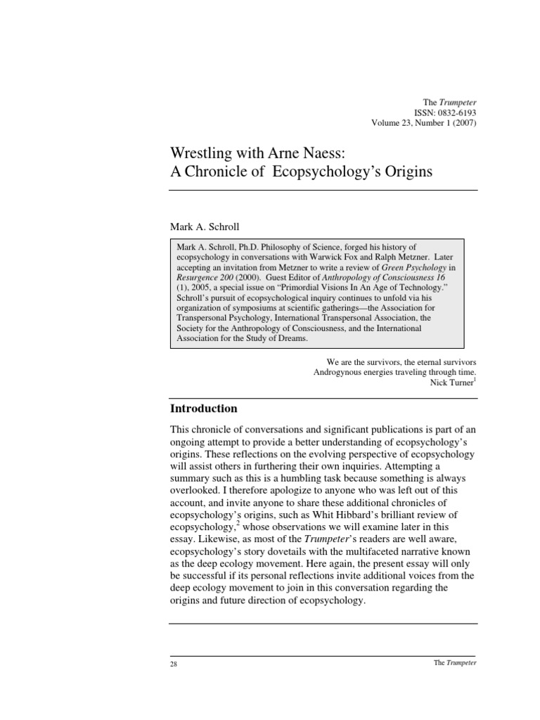 Wrestling With Arne Naess by Mark A. Schroll | PDF | Transpersonal ...