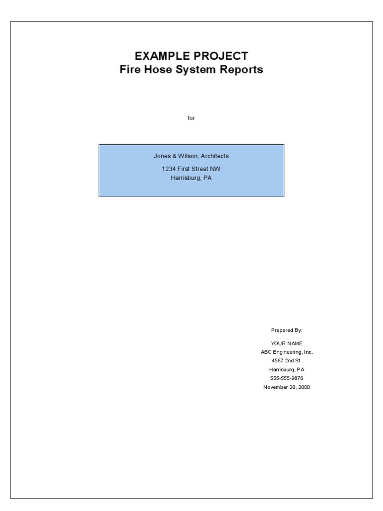 Example Project Fire Hose System Reports | PDF | Fire Sprinkler System ...