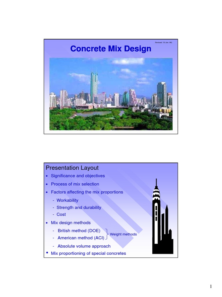 Concrete Mix Design Concrete Mix Design: Presentation Layout | PDF ...