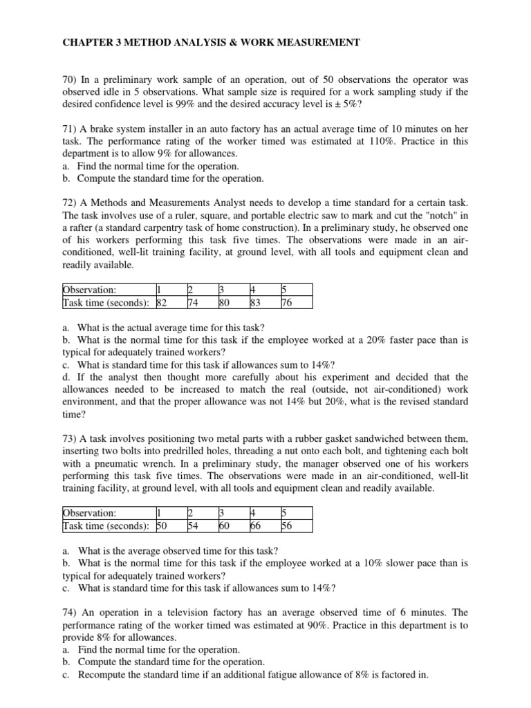 Week 4 Chapter 3 Method Analysis Work Measurement | PDF | Screw