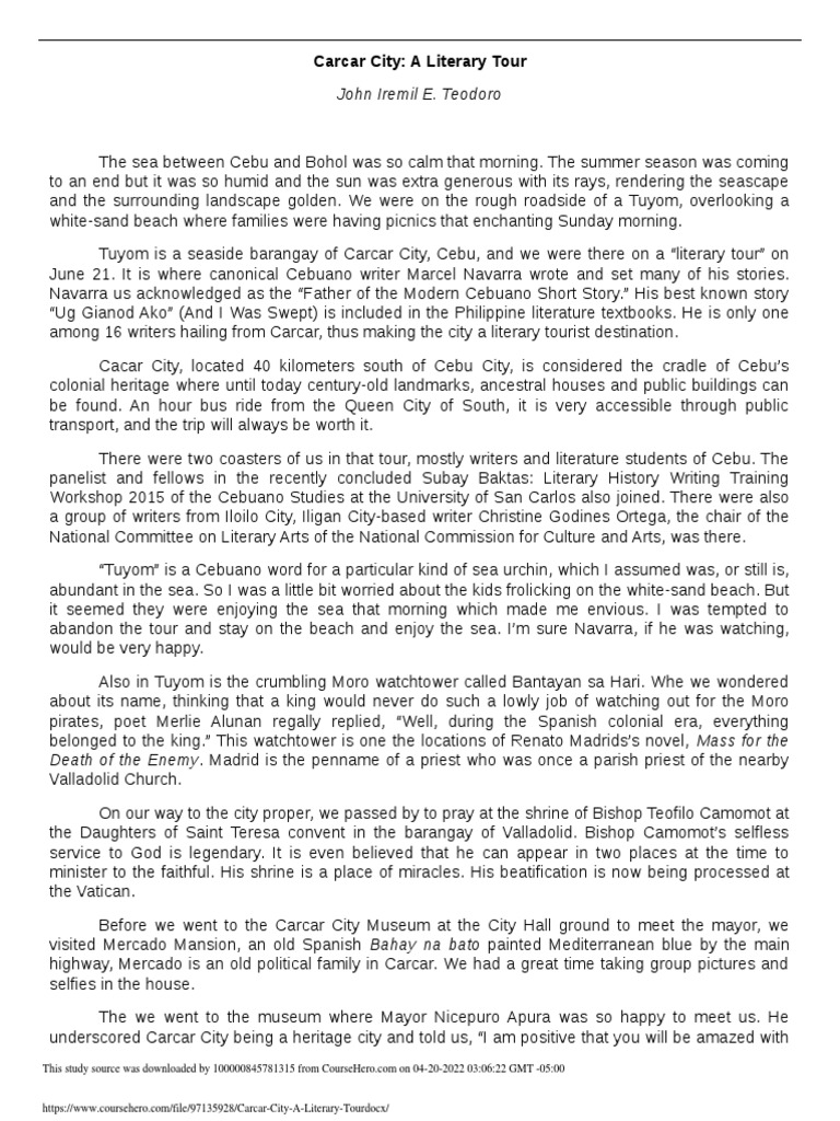 Carcar City A Literary Tour | PDF