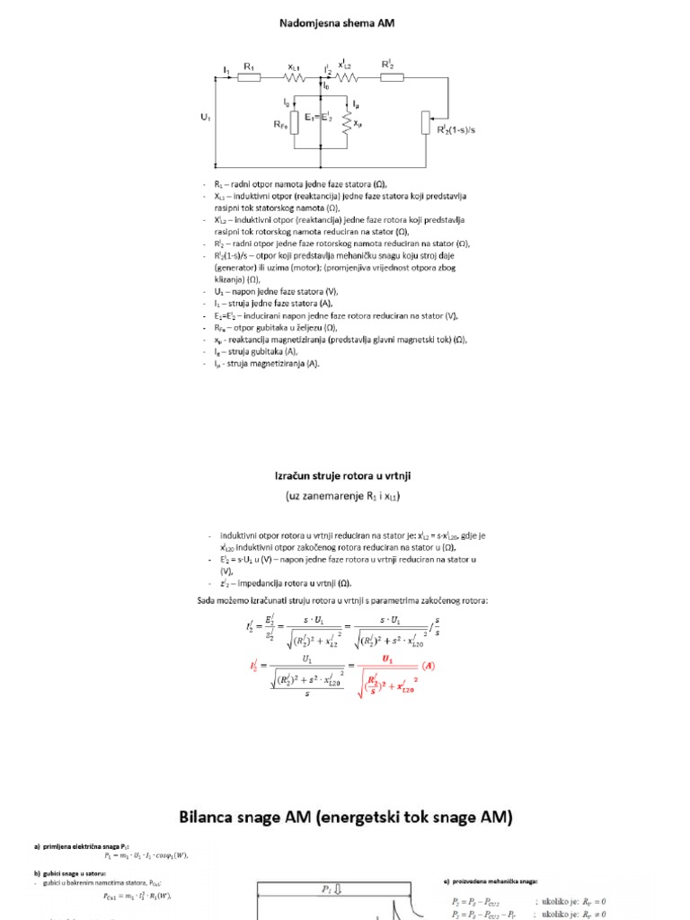 Bilanca Snage AM I Struja Rotora, Moment, Pokretanje EMP S AM - 3.C | PDF