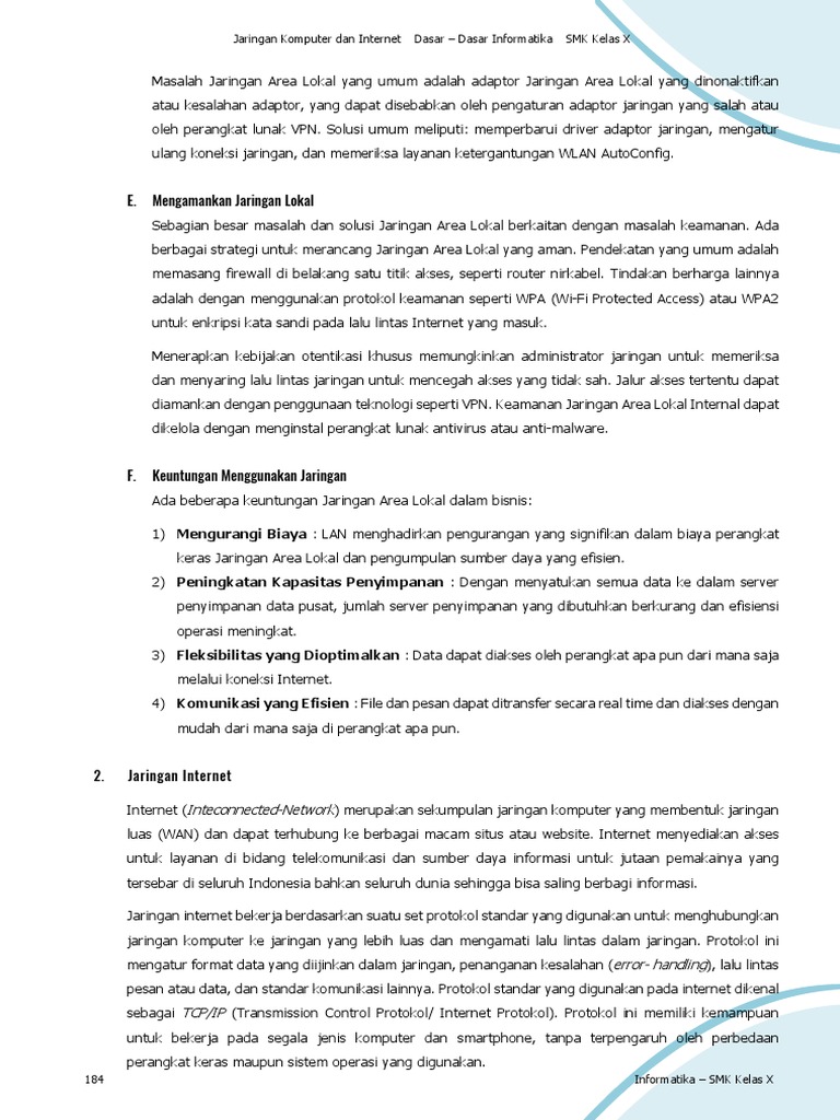 Materi Jaringan Internet Dan Konfigurasi Jaringan | PDF