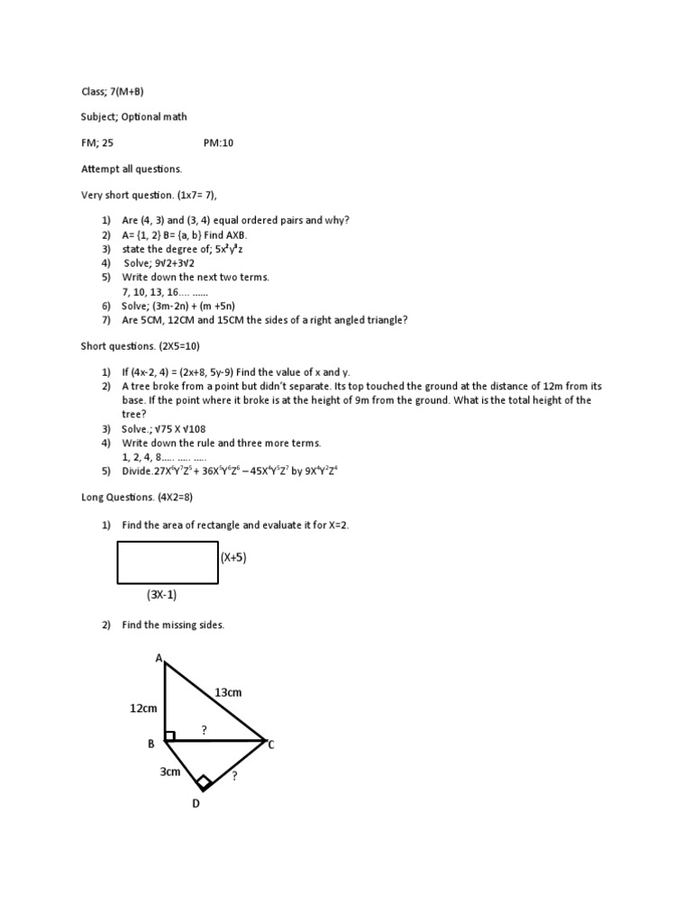 Class 7 Optional Math | PDF