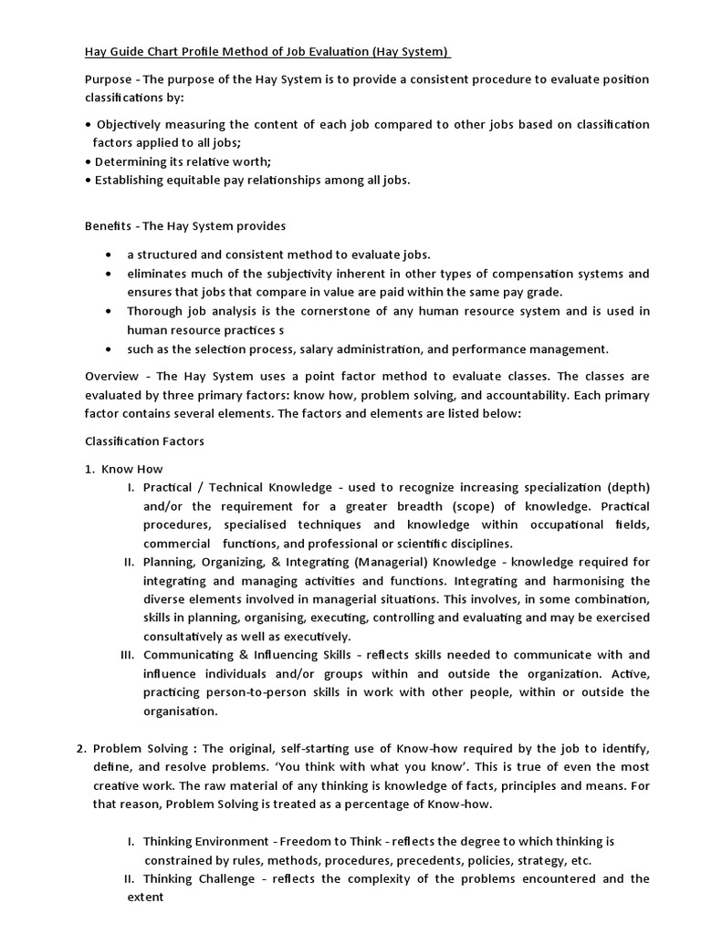 Hay Guide Chart Profile Method of Job Evaluation | PDF | Innovation ...