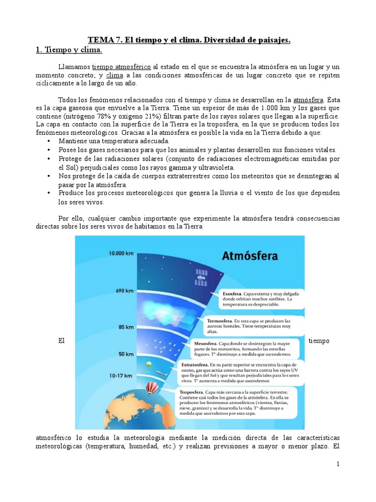 Tema 7. El Tiempo y El Clima. Diversidad Paisajes. | PDF | Herida | Clima