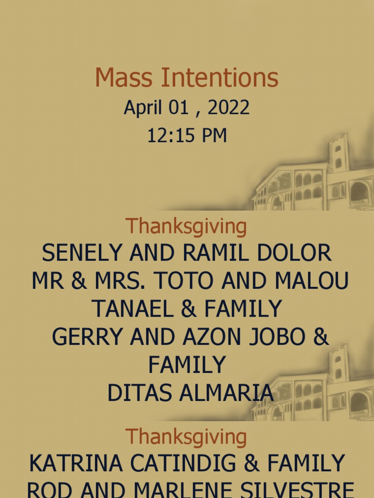 Mass Intention April 01 at 1215pm | PDF