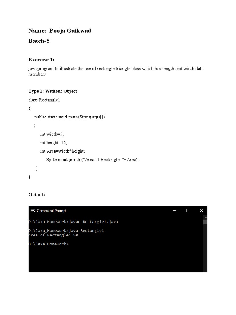 Assignments Pooja Gaikwad | PDF | Area | Parameter (Computer Programming)