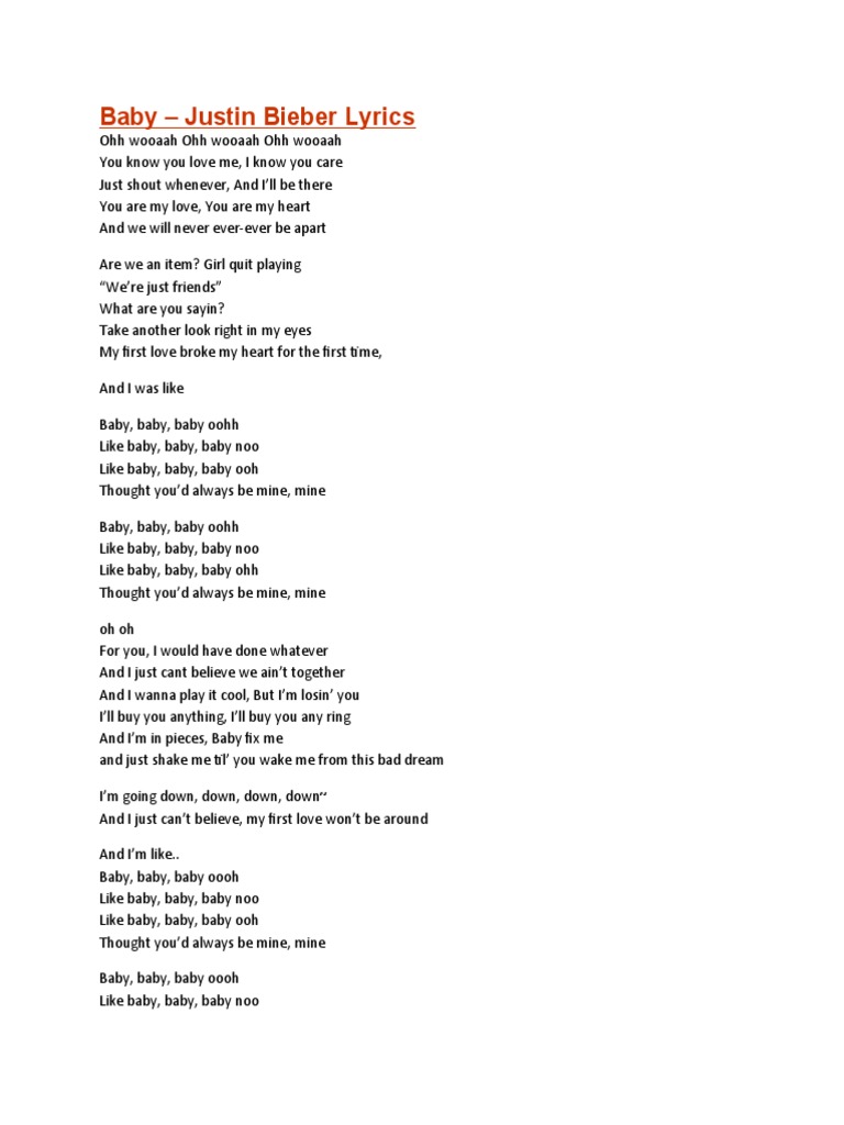 Baby - Justin Bieber Lyrics | PDF