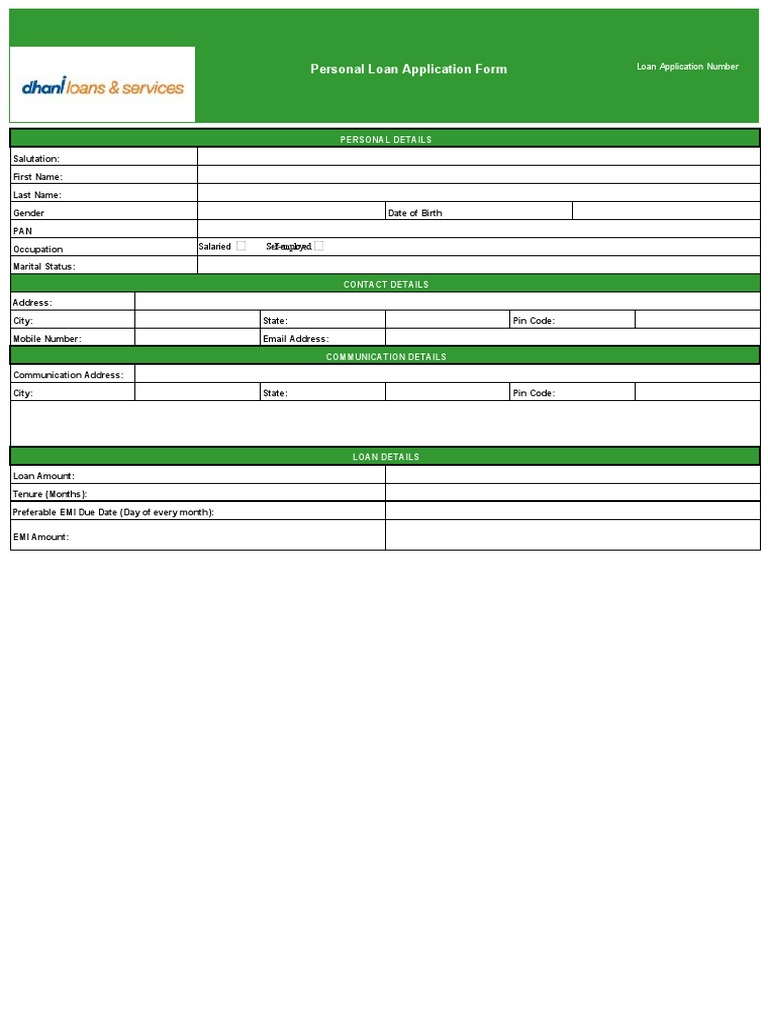 Personal Loan Application Form | PDF | Loans | Interest
