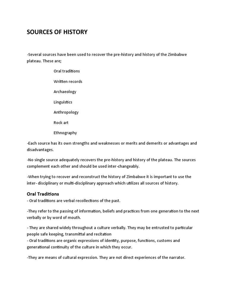 Sources of History | PDF | Archaeology | Zimbabwe