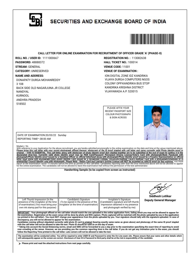Please Affix Your Recent Passport Size Colour Photograph & Sign Across ...