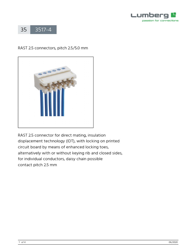 Technical Specifications and Product Details for RAST 2.5 Connectors ...