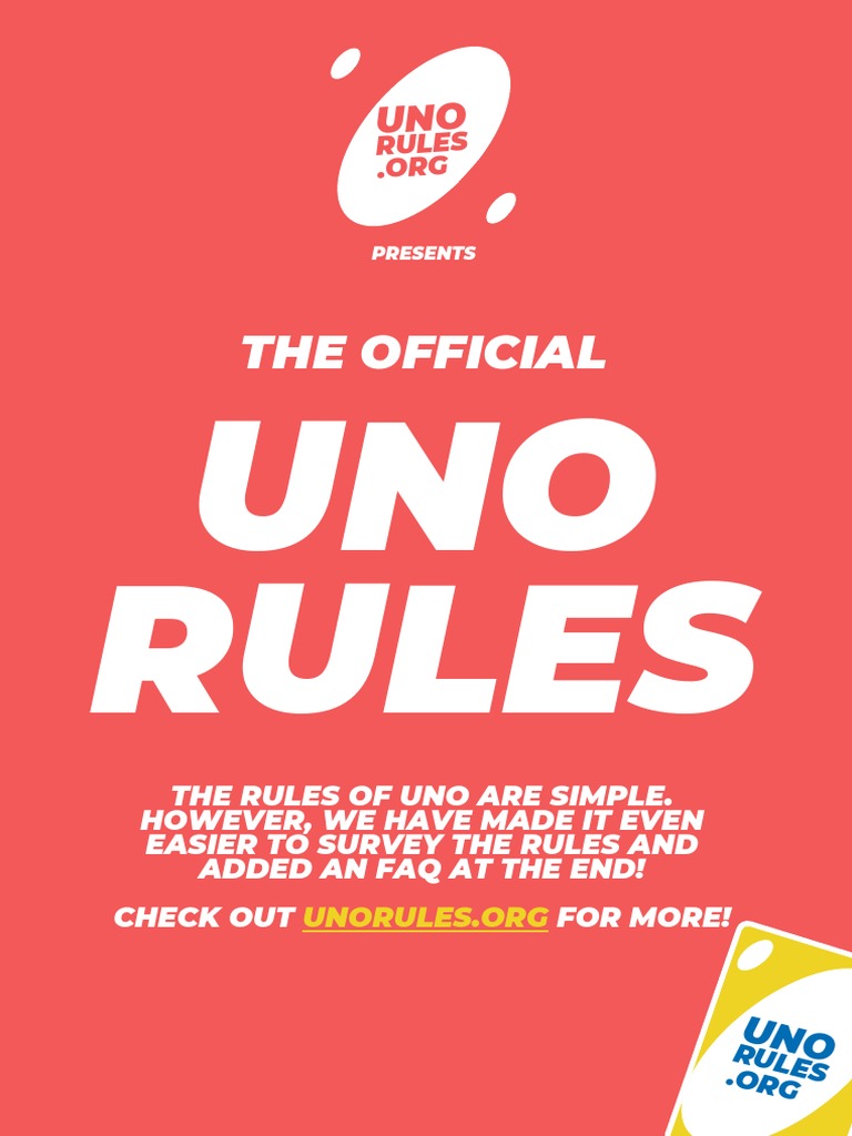 Official UNO Game Rules Explained | PDF | Games Of Chance | Card Games