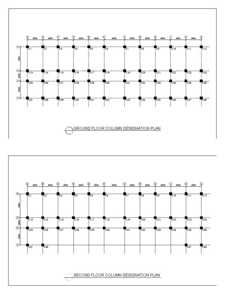 Ground Floor Column Designation Plan: C1 C2 C3 C4 C5 C6 C7 C8 C9 C10 ...