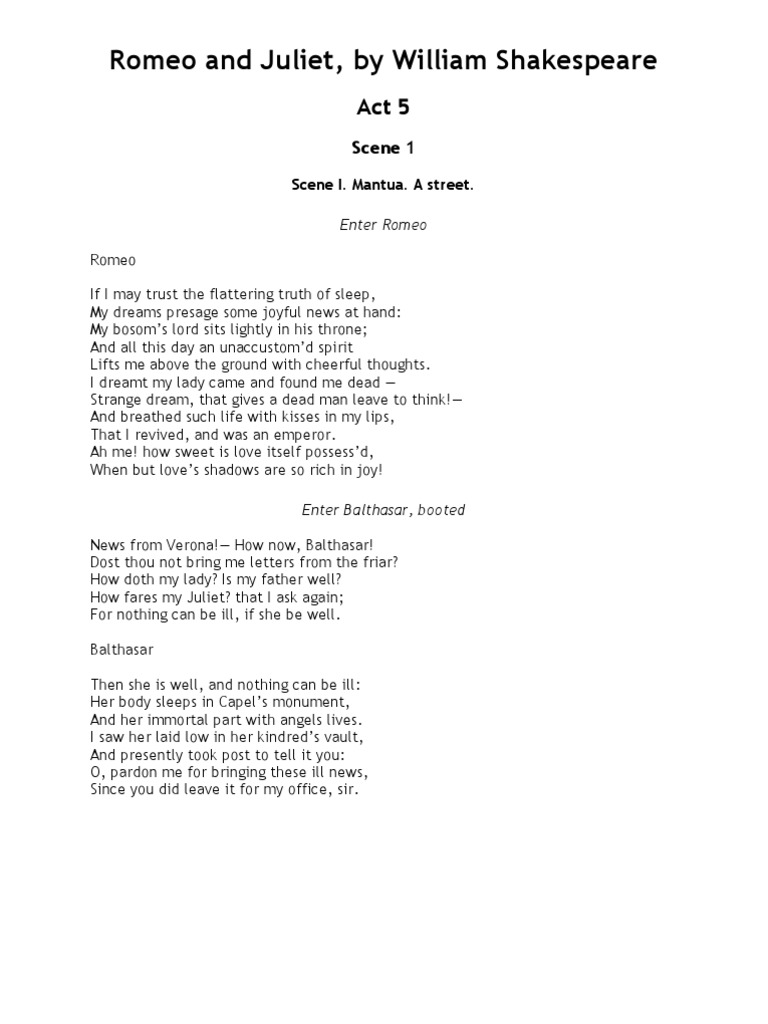 Romeo and Juliet Act 5 Scene 1 | Romeo And Juliet