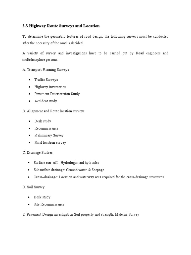 Highway Route Surveys and Location | PDF | Road | Controlled Access Highway