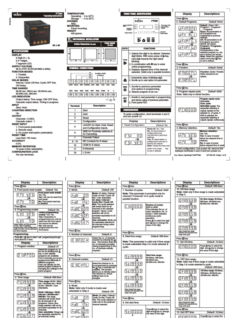 PT380 OP-138-V02 - Instruction - Manual | PDF | Parameter (Computer Programming) | Relay