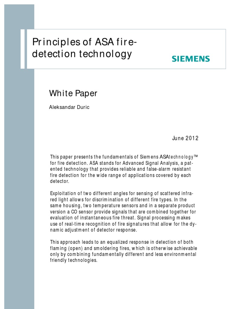 Principles of ASA Fire-Detection Technology: White Paper | PDF | Sensor ...