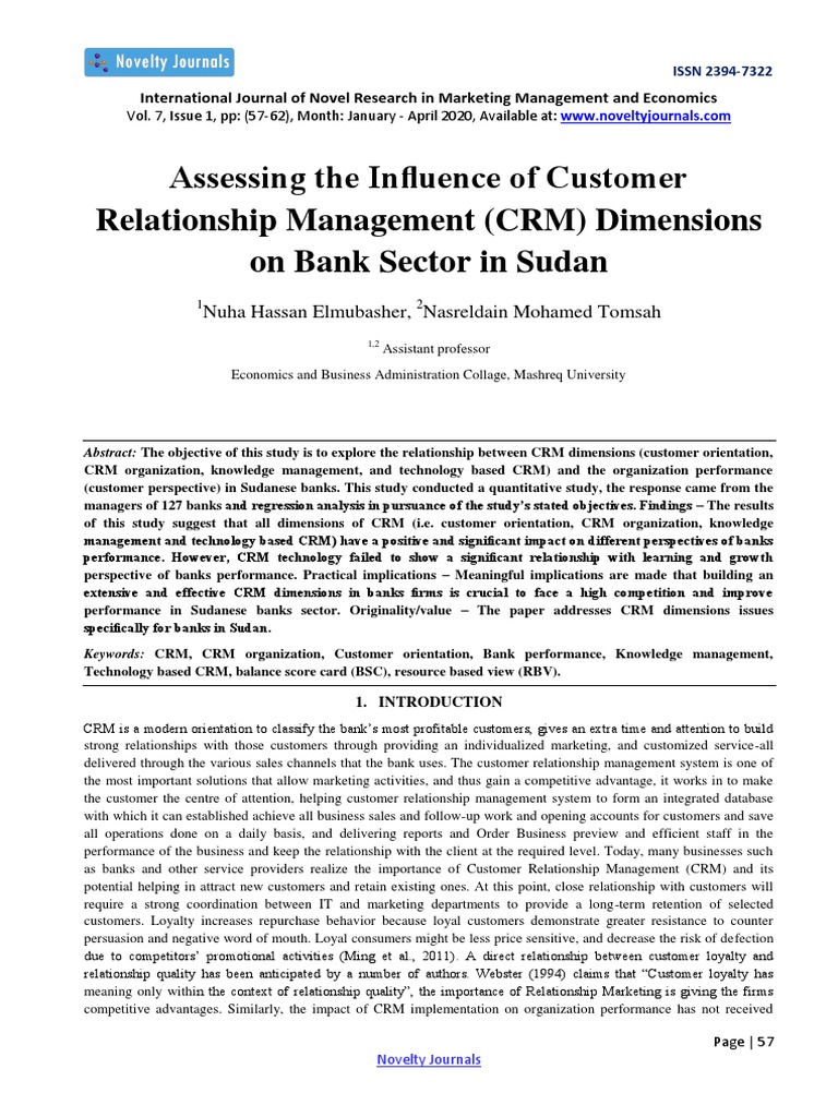 CRM Dimensions Impact on Sudan Banks | PDF