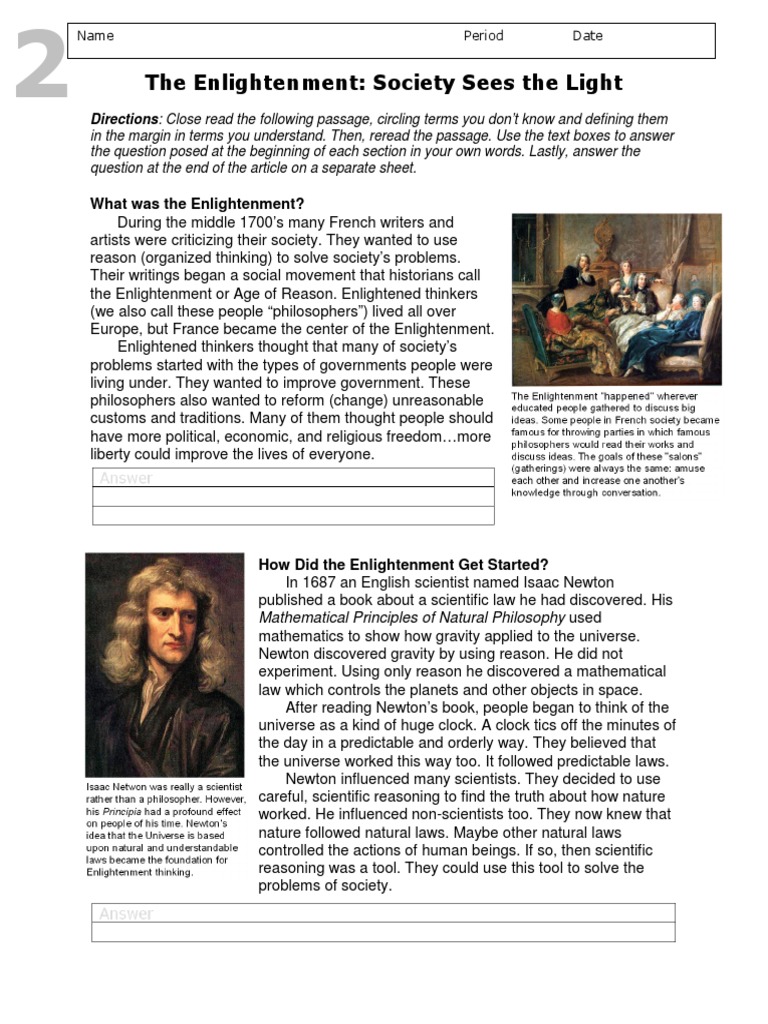 Enlightenment - Society Sees The Light Reading | Download Free PDF ...