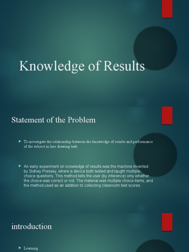 Knowledge of Results | PDF | Learning | Reinforcement