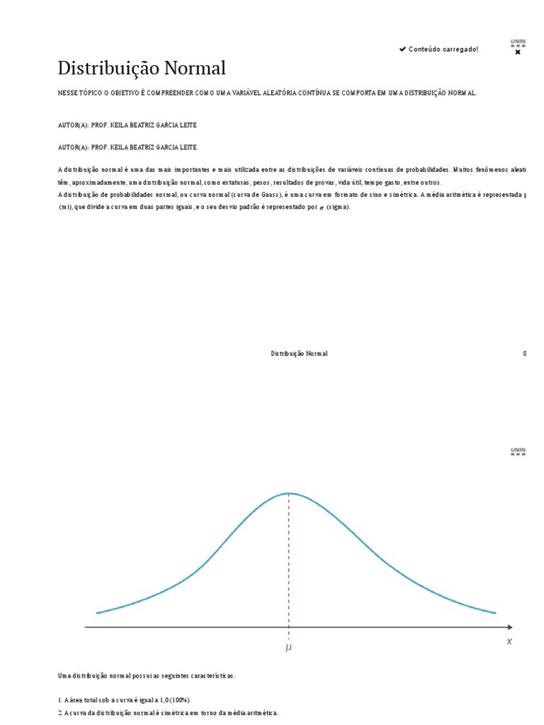Distribuição Normal | PDF | Distribuição normal | Distribuição de ...