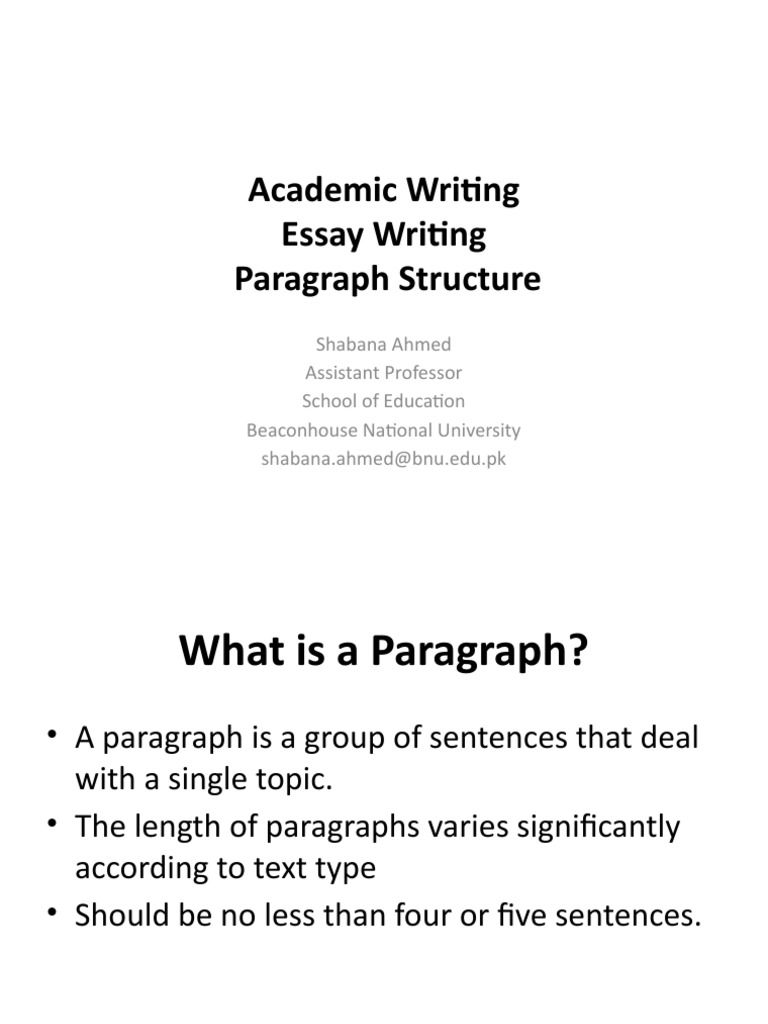 Academic Paragraph Structure | PDF | Essays | Sentence (Linguistics)