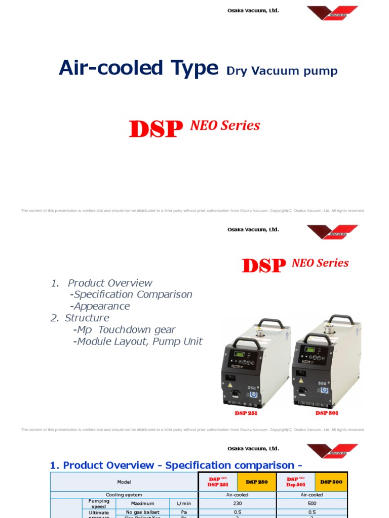 DSP251 DSP501 Neo Datasheet | PDF | Vacuum | Pump