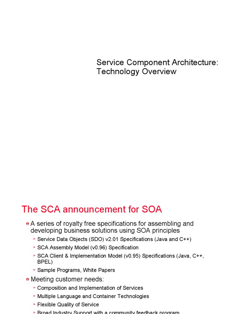 SCA Technology Overview - Short | PDF | Service Oriented Architecture ...