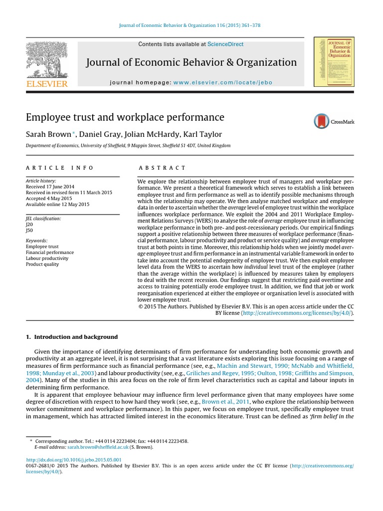 Employee Trust & Workplace Performance - Research Journal | PDF ...