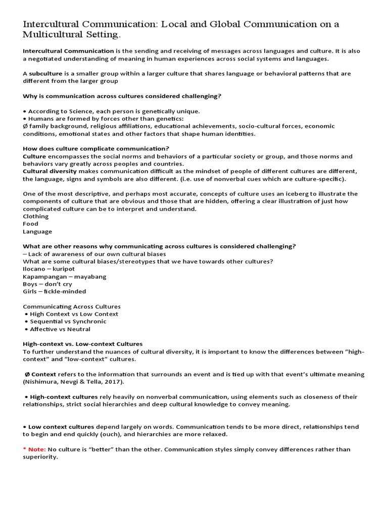 Intercultural Communication: Local and Global Communication On A ...