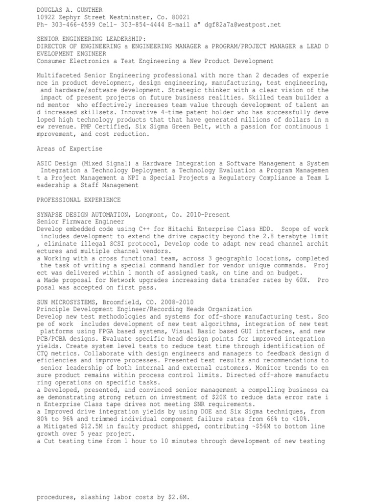 Engineering Director or Engineering Manager or Principle Enginee | PDF ...