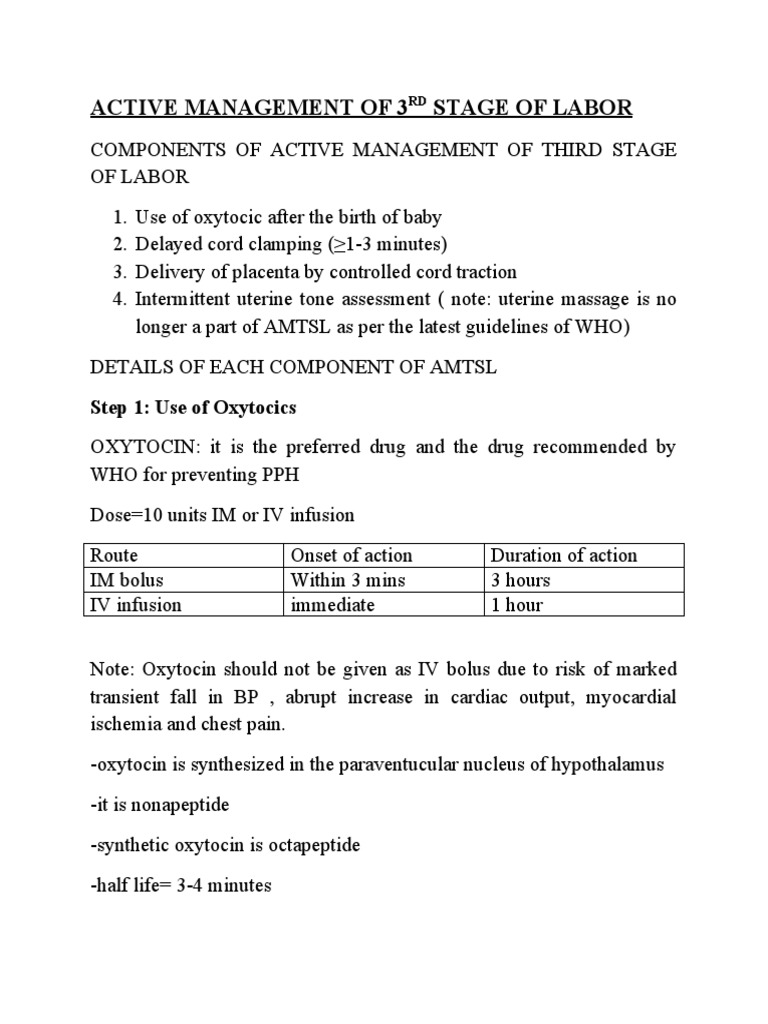 Active Management of 3RD Stage of Labor | PDF | Childbirth | Health Care