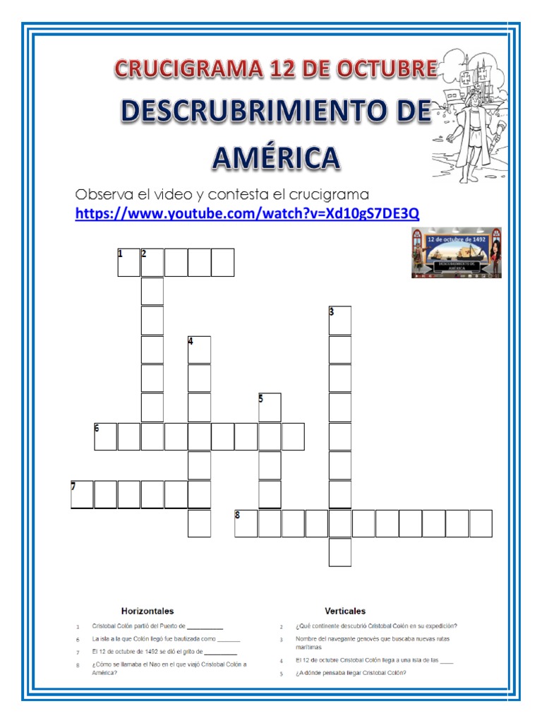 Crucigrama Descubrimiento de América | PDF | Ciencia y matemáticas