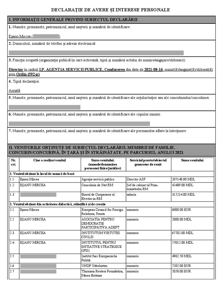 Declaratie Mircea Esanu | PDF