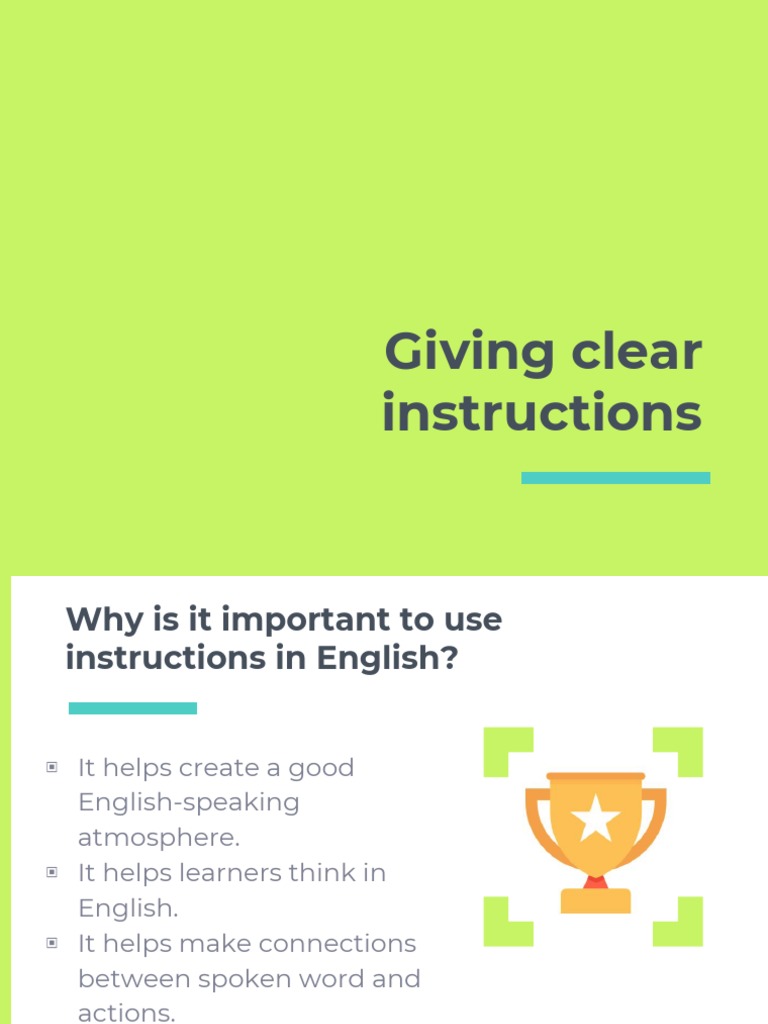 Instruction Giving - Tips | PDF | English As A Second Or Foreign ...