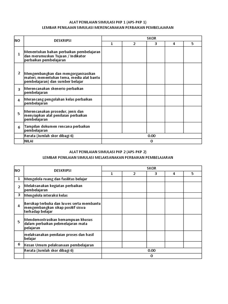 Alat Penilaian Simulasi PKP | PDF