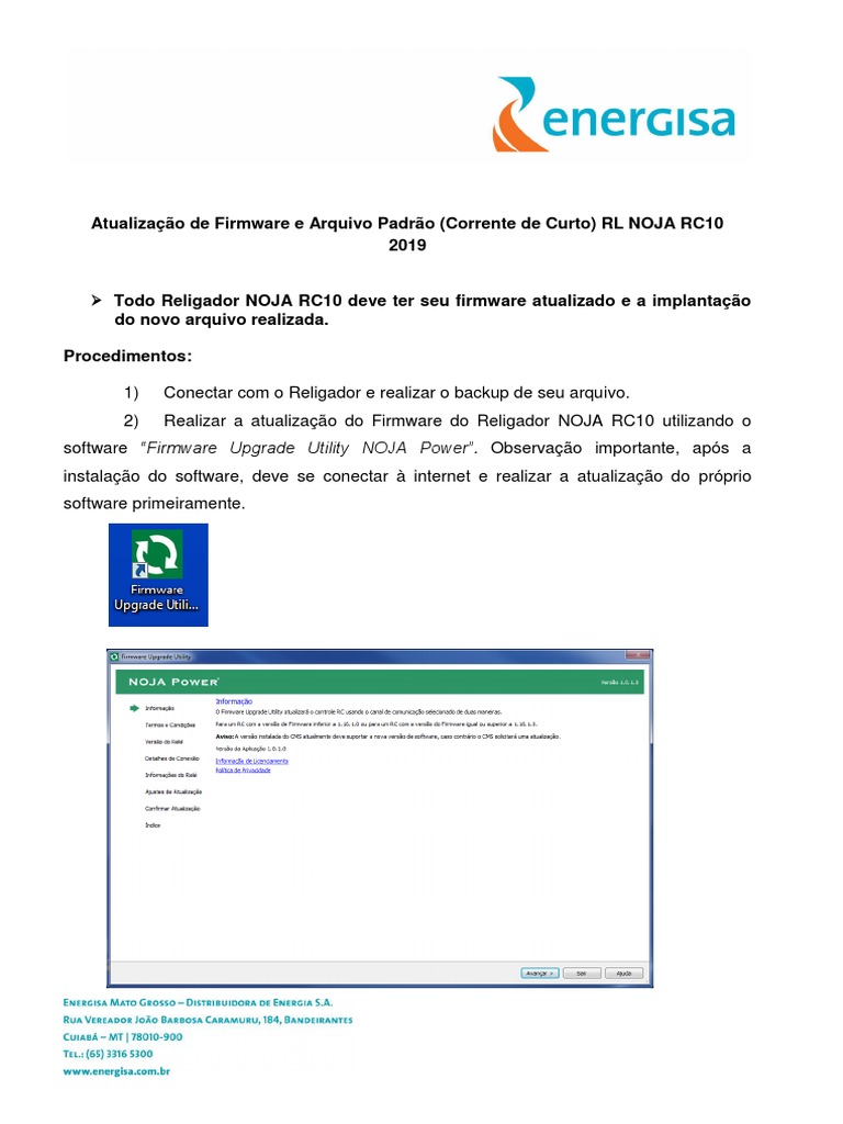 Procedimento - NOJA RC10 ICC - Firmware | PDF | Endereço de IP ...