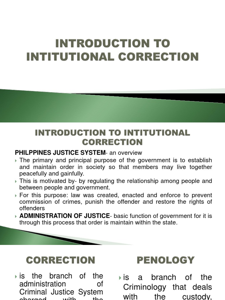 Ca1 Unit 1 Introduction To Institutional Correction Unit 1PPT | PDF ...